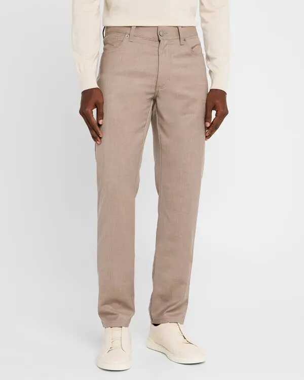 Zegna Wool Flannel Five-Pocket Pants In Nt Brw - 50% Off